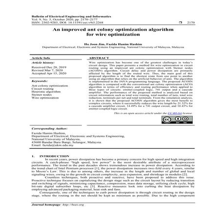 An Improved Ant Colony Optimization Algorithm For Wire Optimization Pdf