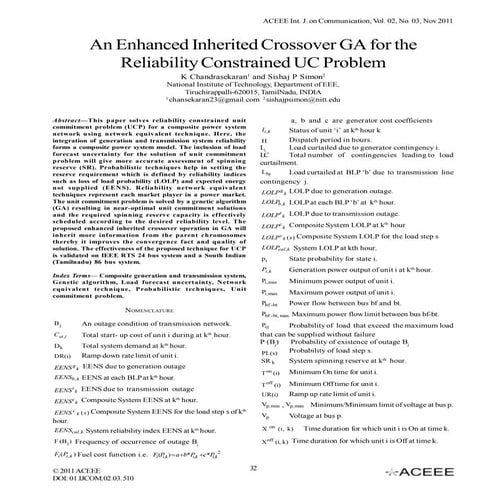 An Enhanced Inherited Crossover GA for the Reliability Constrained UC Problem | PDF | Genetics ...
