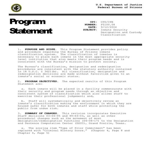 Designation Process in the BOP | PDF