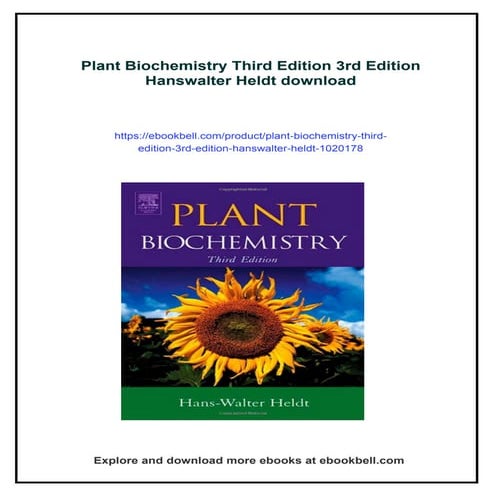Plant Biochemistry Third Edition 3rd Edition Hanswalter Heldt | PDF