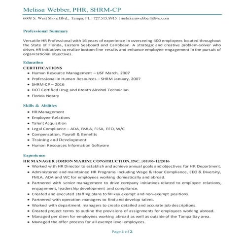 Melissa Webber Resume | DOCX