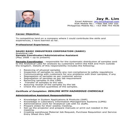 Jay Lim CV | PDF