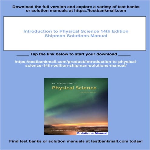 Introduction to Physical Science 14th Edition Shipman Solutions Manual | PDF