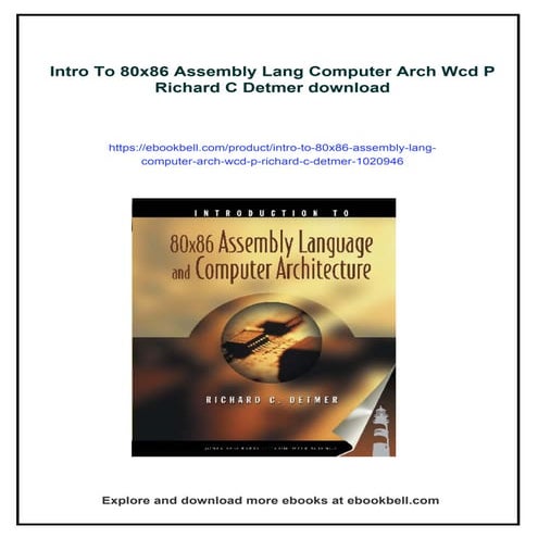 Intro To 80x86 Assembly Lang Computer Arch Wcd P Richard C Detmer | PDF