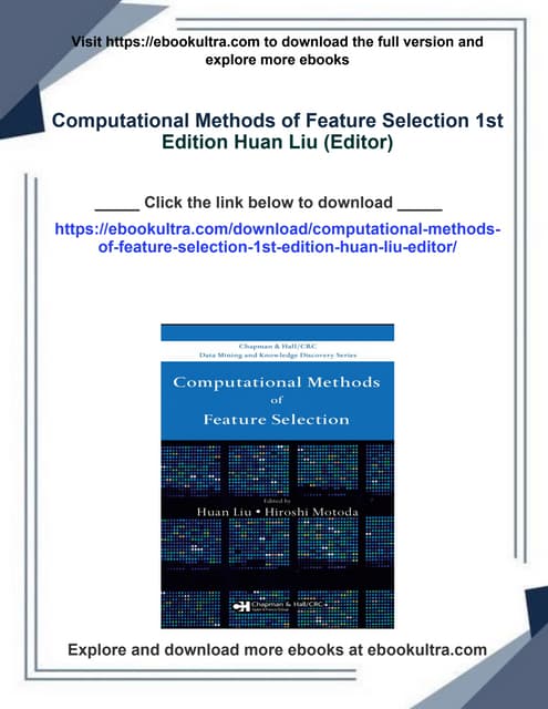 Computational Methods Of Feature Selection 1st Edition Huan Liu Editor