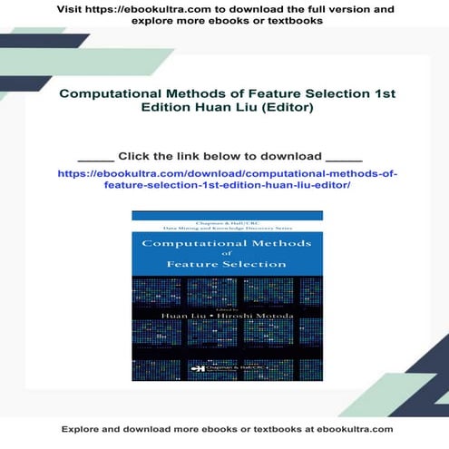 Computational Methods Of Feature Selection 1st Edition Huan Liu Editor