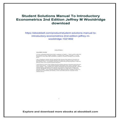 Student Solutions Manual To Introductory Econometrics 2nd Edition Jeffrey M Wooldridge | PDF