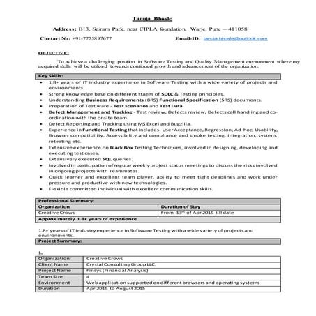 2+ years exp Tanuja Resume | DOCX