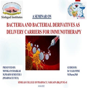 Bacteria and bacterial derivatives as delivery carriers for ...