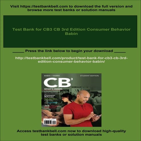 Test Bank for CB3 CB 3rd Edition Consumer Behavior Babin | PDF