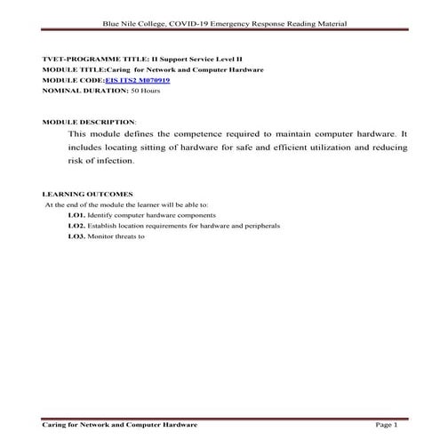 511126435-Care-for-Network-and-Computer-Hardware-TVET.pdf for student level ii core important | PDF