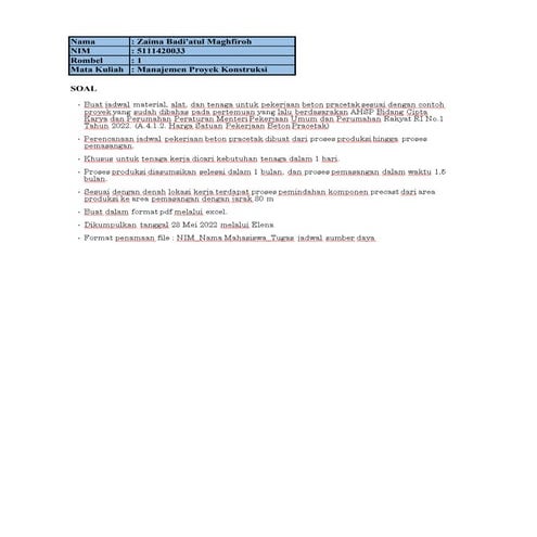 Time Schedule Proyek Konstruksi | PDF