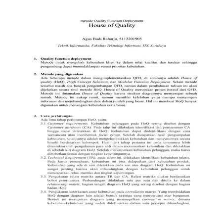 Manajemen Mutu Agribisnis QUALITY FUNCTION DEPLOYMENT 2 | PPT