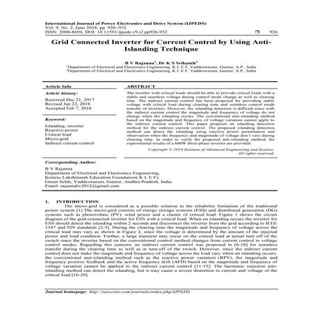 Grid Connected Inverter For Current Control By Using Anti Islanding