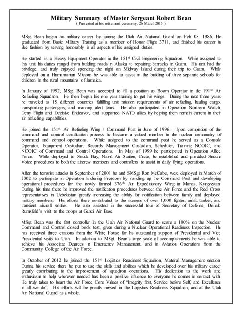 Master Sergeant Eric W biography | PDF