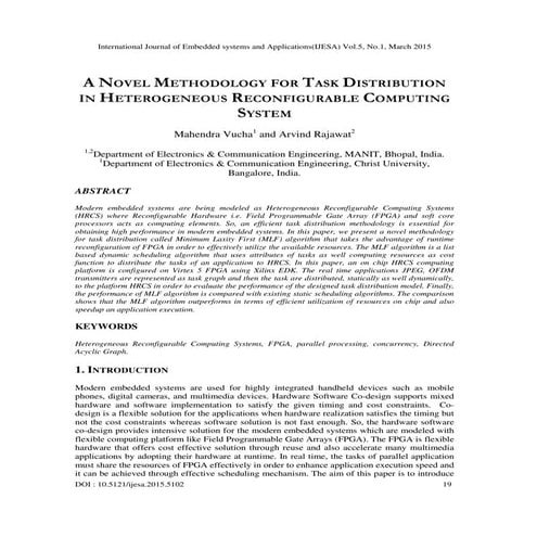 A Novel Methodology For Task Distribution In Heterogeneous Reconfigurable Computing System Pdf