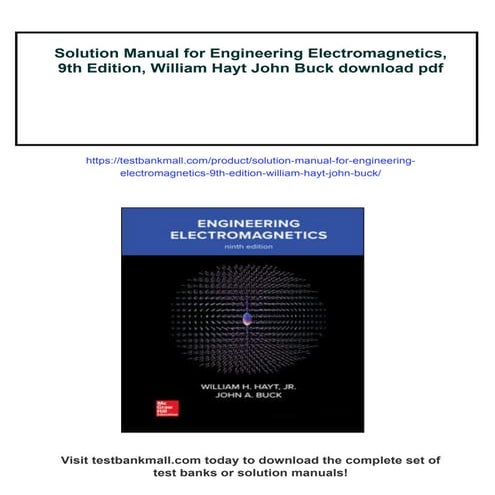 Solution Manual for Engineering Electromagnetics, 9th Edition, William Hayt John Buck | PDF