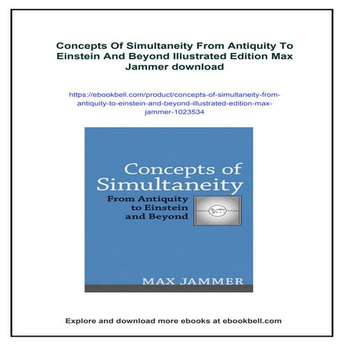 Concepts Of Simultaneity From Antiquity To Einstein And Beyond ...