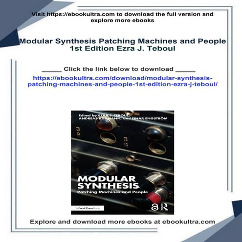 Modular Synthesis Patching Machines and People 1st Edition Ezra J. Teboul | PDF