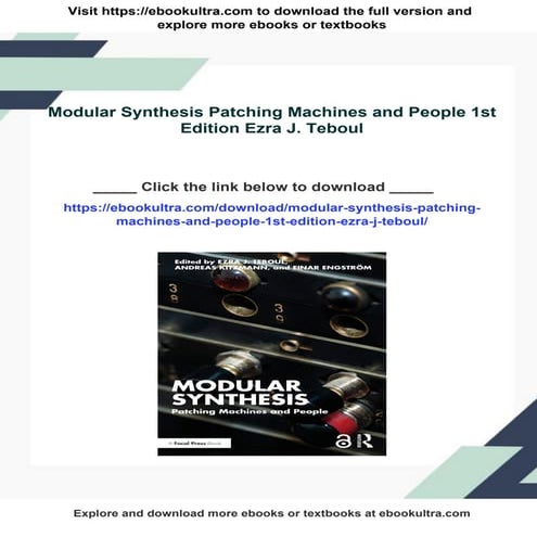 Modular Synthesis Patching Machines and People 1st Edition Ezra J. Teboul | PDF