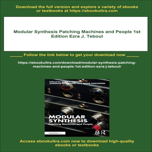 Modular Synthesis Patching Machines and People 1st Edition Ezra J. Teboul | PDF