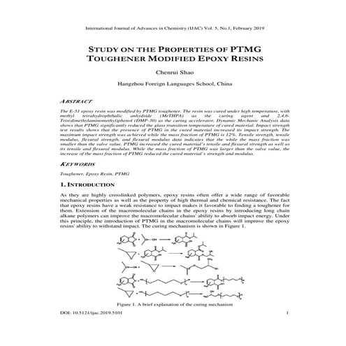 STUDY ON THE PROPERTIES OF PTMG TOUGHENER MODIFIED EPOXY RESINS | PDF