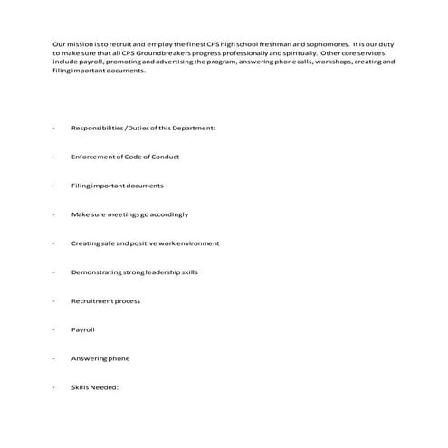 Official HR Job Description | DOCX