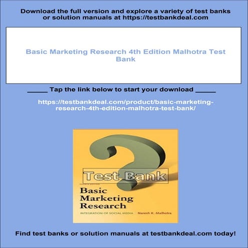 Basic Marketing Research 4th Edition Malhotra Test Bank | PDF