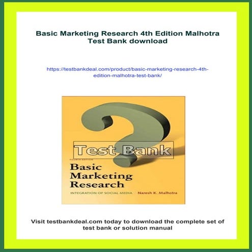 Basic Marketing Research 4th Edition Malhotra Test Bank | PDF