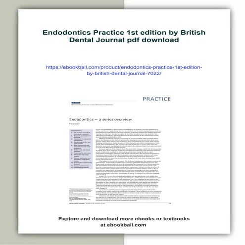 Endodontics Practice 1st edition by British Dental Journal | PDF
