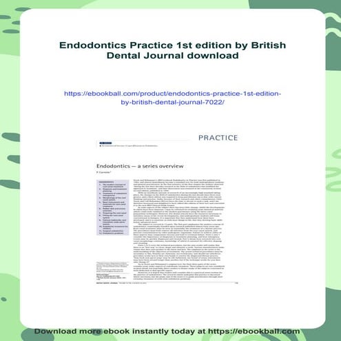 Endodontics Practice 1st edition by British Dental Journal | PDF