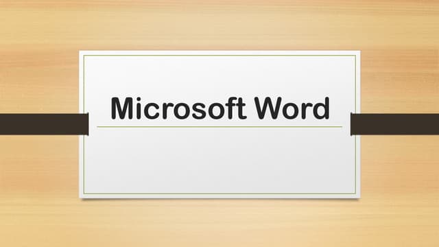 Microsoft Word | PPTX