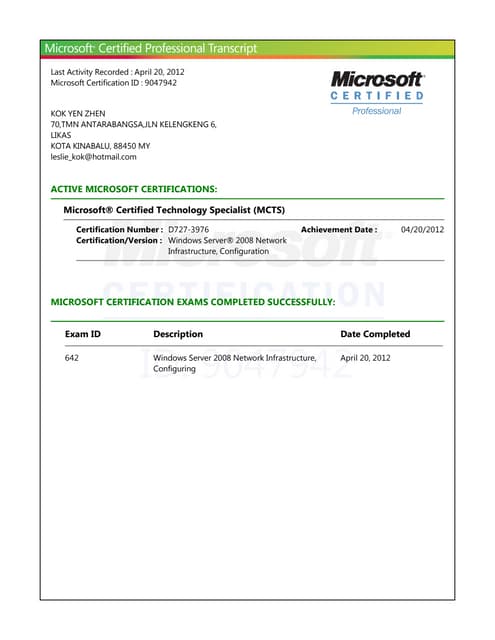 MS_Learning_Transcript | PDF
