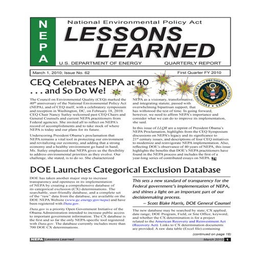 March 2010 - DOE-NEPA Lessons Learned | PDF