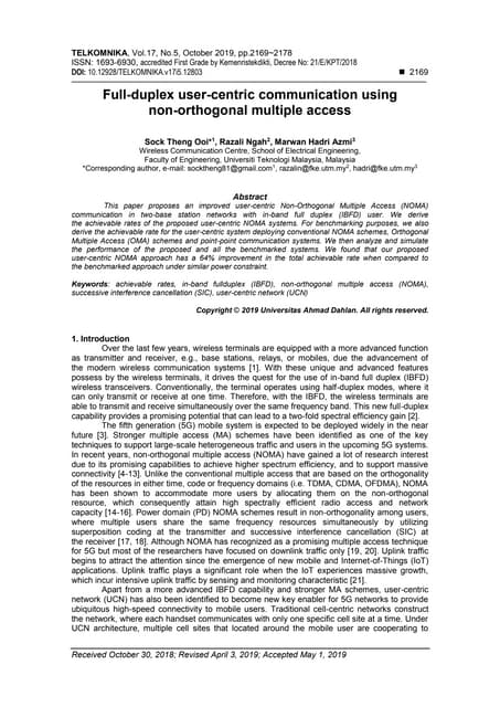Full Duplex User Centric Communication Using Non Orthogonal Multiple
