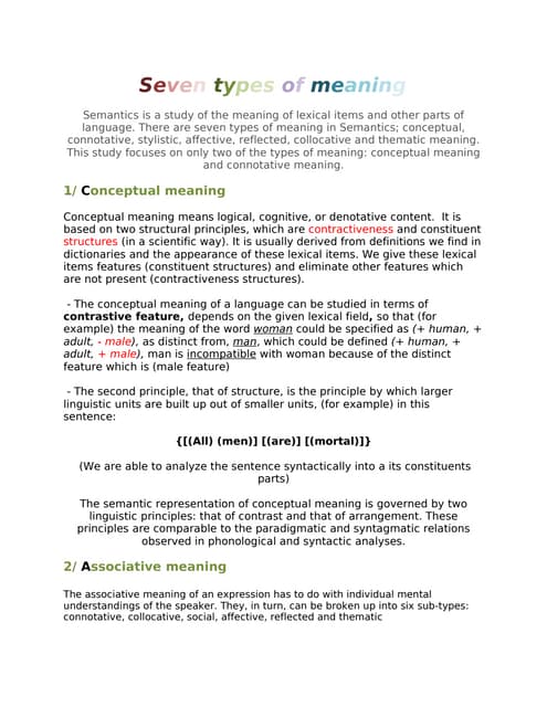 Semantics: Seven types of meaning | PPT