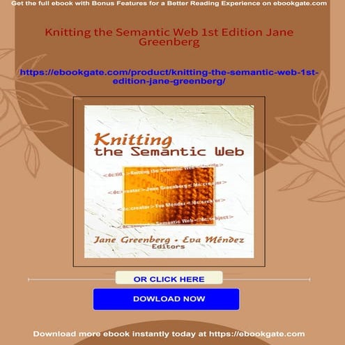 Knitting the Semantic Web 1st Edition Jane Greenberg | PDF