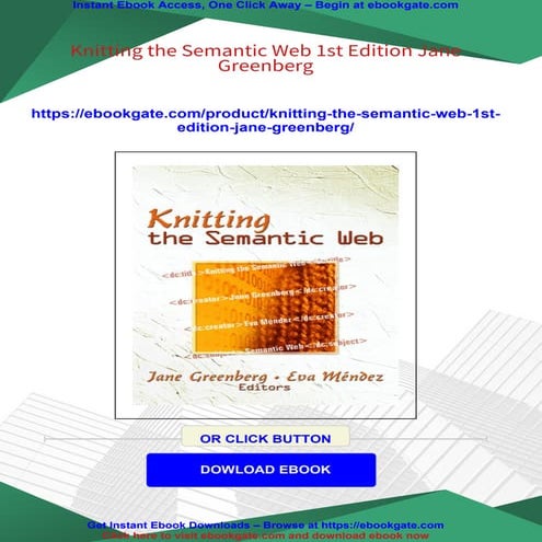 Knitting the Semantic Web 1st Edition Jane Greenberg | PDF