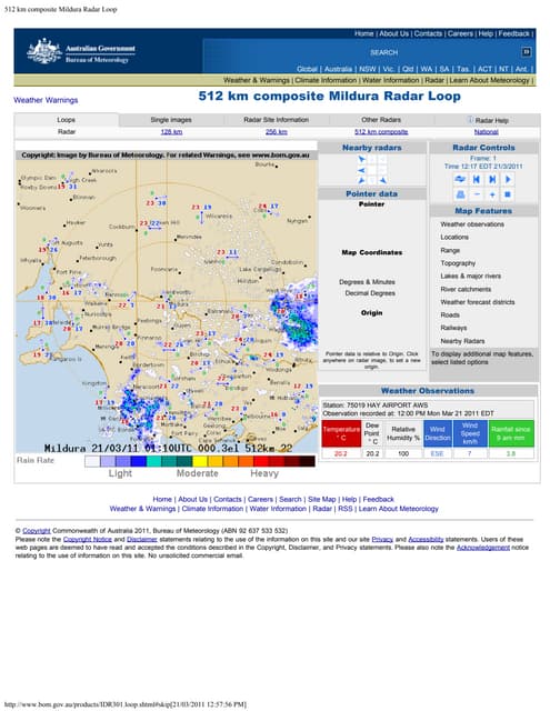 128 km melbourne radar loop showing radar lines has rain band. 24.1 ...