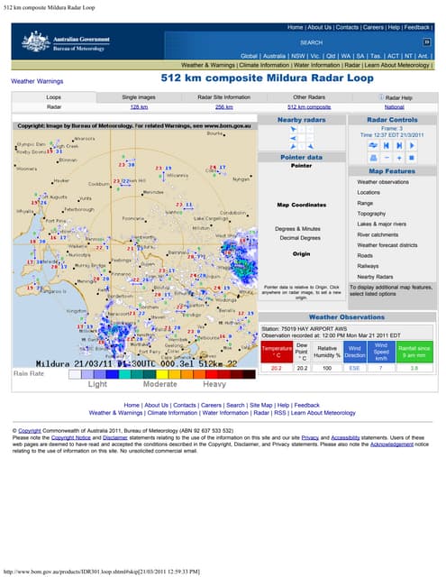128 km melbourne radar loop 15.48, 21.1.11 | Weather | Science
