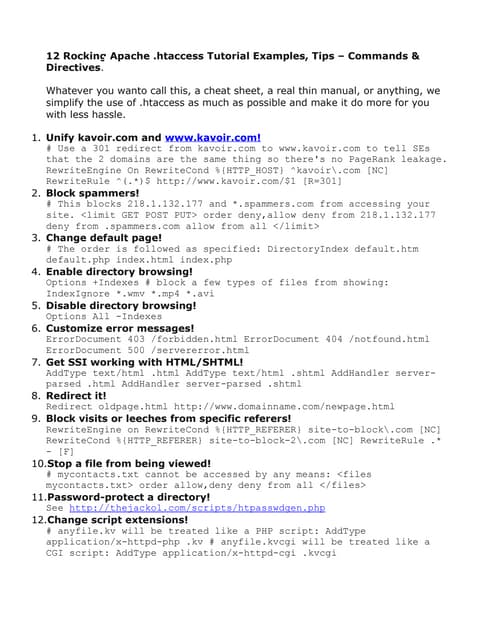 12 Rocking Apache Htaccess Tutorial Pdf