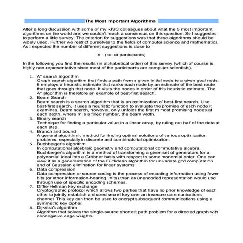 The Most Important Algorithms Pdf 