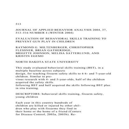 513JOURNAL OF APPLIED BEHAVIOR ANALYSIS 2004, 37, 513–516 .docx