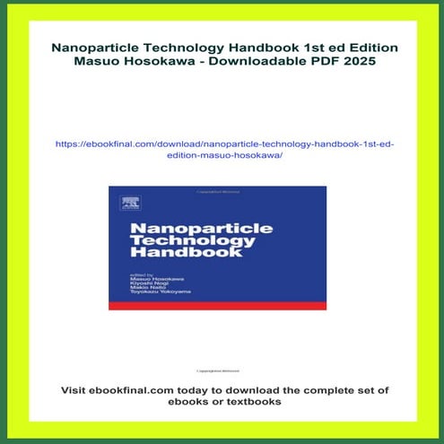 Nanoparticle Technology Handbook 1st ed Edition Masuo Hosokawa | PDF