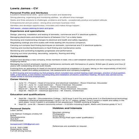 David Lightowler CV | DOCX