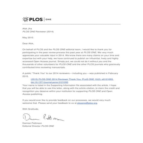 Plos One letter | PDF