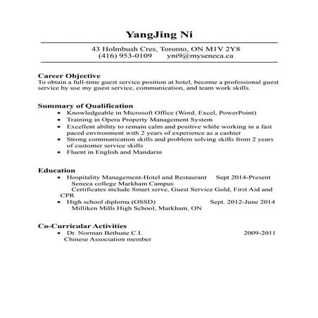 YangJing Ni Resume | DOC