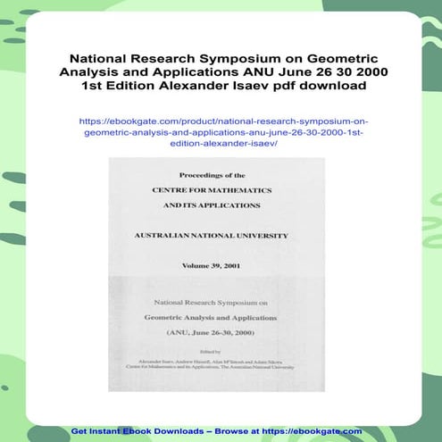 National Research Symposium on Geometric Analysis and Applications ANU ...