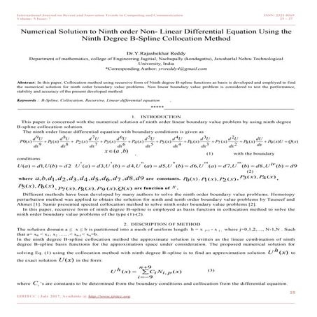 Numerical Solution To Ninth Order Non Linear Differential Equation Using The Ninth Degree B