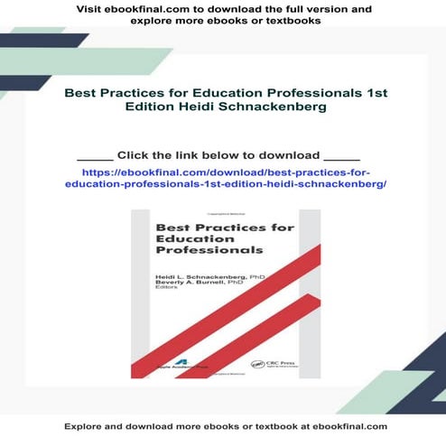 Best Practices for Education Professionals 1st Edition Heidi Schnackenberg | PDF